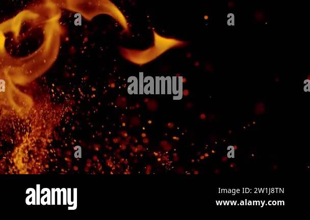 Fire flames with sparkles, shooting on high speed camera at 1000fps ...