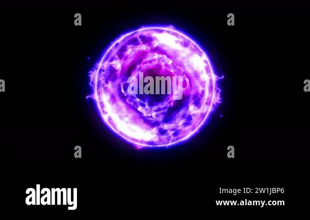 Plasma fire ball with flames on black background. Beautiful light. Glow ...