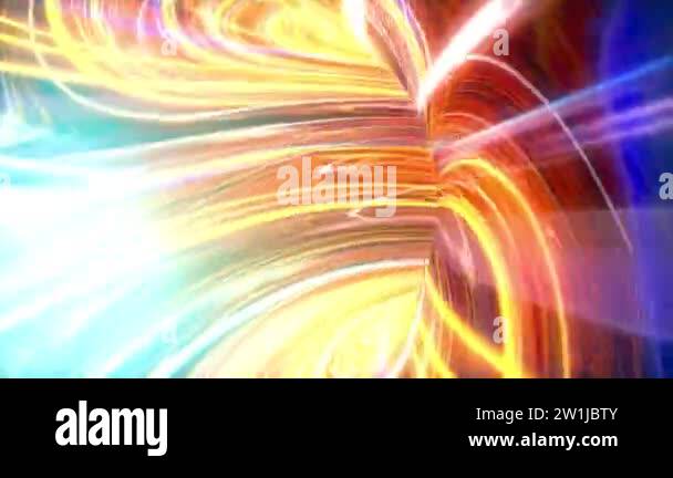 3D render graphic speed motion glowing light rays flying into digital technology vortex tunnel ...