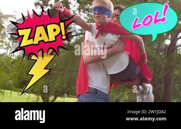 Animation of the Wow! and Pow! written over cartoon retro speech ...