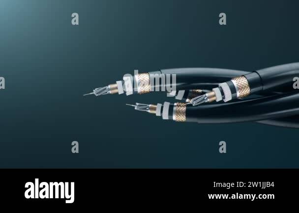 Animation concept of fiber optic cable on a colored background. Future ...