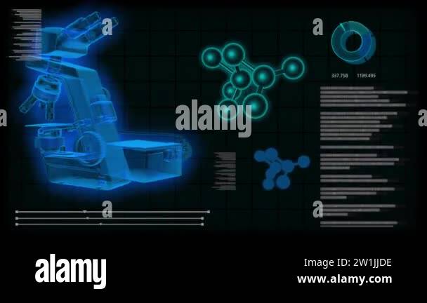 Seamless looping background with x-Ray render of microscope and ...