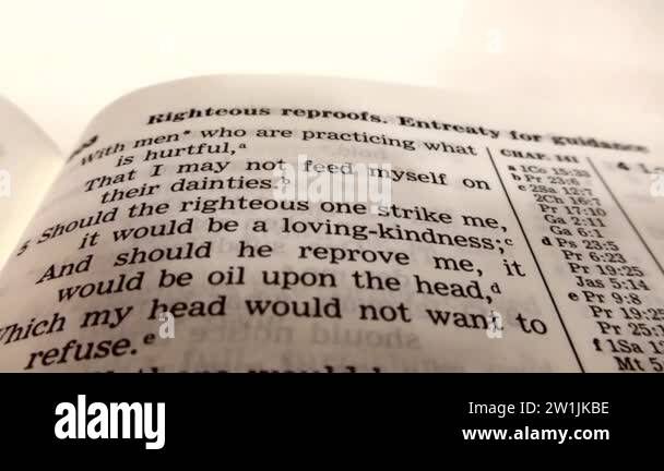 Camera passage over the opened Bible. Contrasting images. Bible in ...