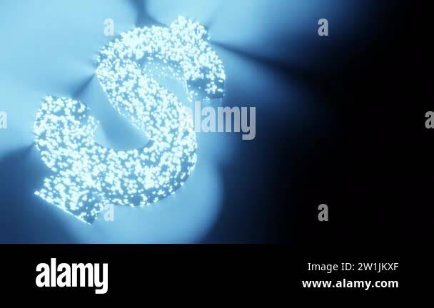 Dollar USD currency sign and symbol glow futuristic particle 3D ...