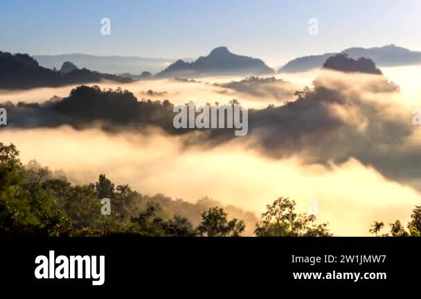Time Lapse video 4k, Beautiful landscape with Misty morning sunrise at ...