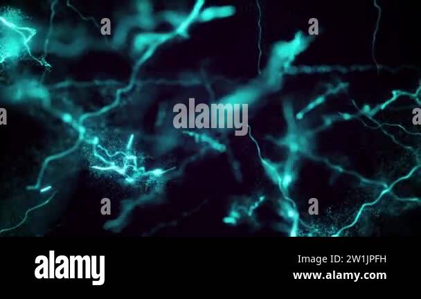 Exploding blue electric energy particles motion background. Looping and ...