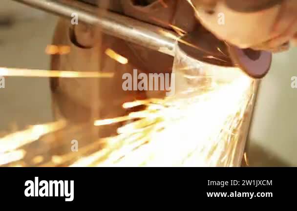 Grinding metal railing Stock Video Footage - Alamy