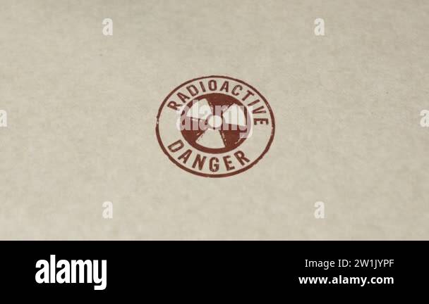 Radioactive danger symbol stamp and hand stamping impact animation ...