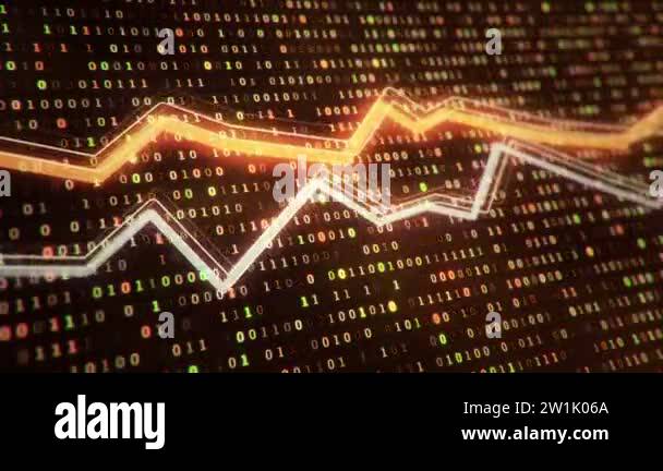 Abstract background with animation of growing charts and flowing ...