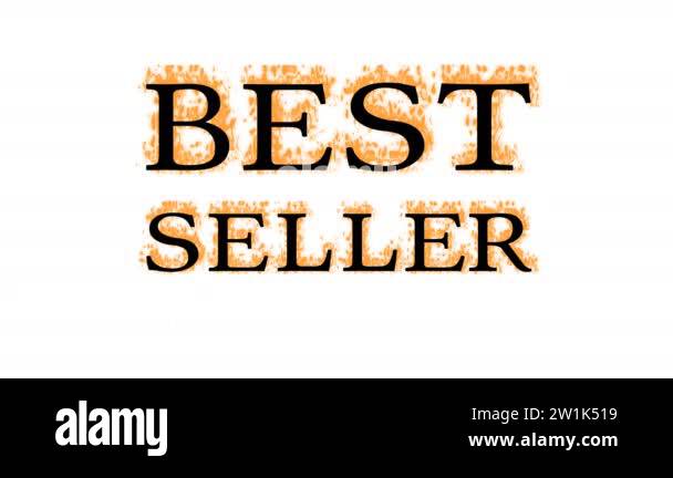 Best Seller fire text effect white isolated background. animated text ...