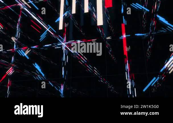 Abstract animation of 3D cyberspace matrix with strokes. Animation ...