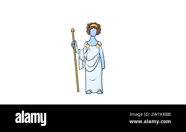 Looping animation of Greek goddess Hera on white background with alpha ...