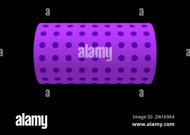 Seamless loop 3D animation of a cylinder shape with moving pattern for ...