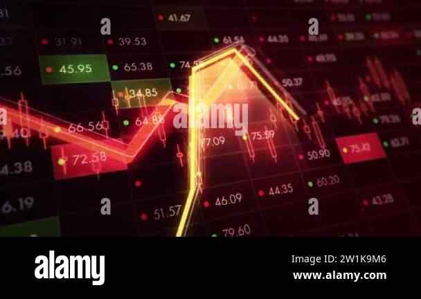 Abstract background with animation of growing charts and flowing ...