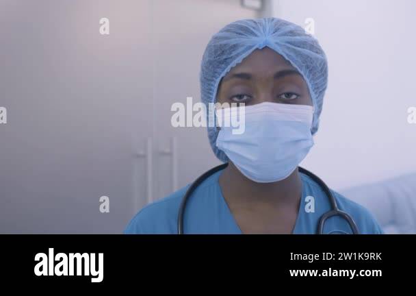 Sad face of overworked black medical worker, doctor exhausted after ...