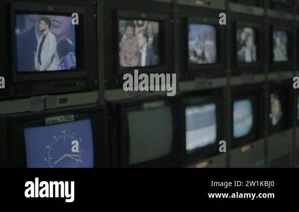 Monitor monitors in a TV studio during TV recording. Control room Stock ...