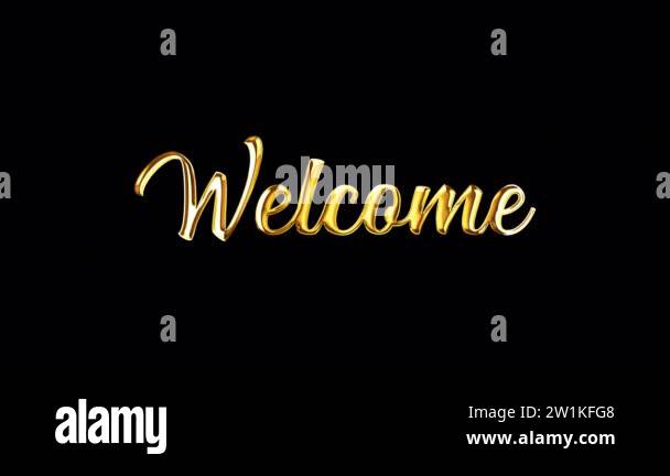 Welcome golden word texture vintage handwritten text greeting hello. 4K ...