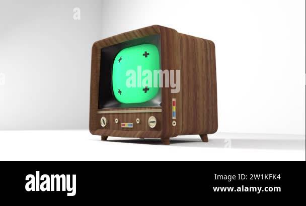 Vintage TV Television Green Screen. green screen of an old television ...