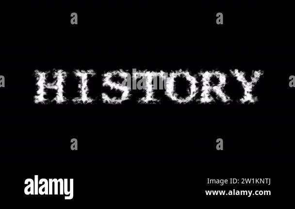 History cloud text effect black isolated background. animated text ...