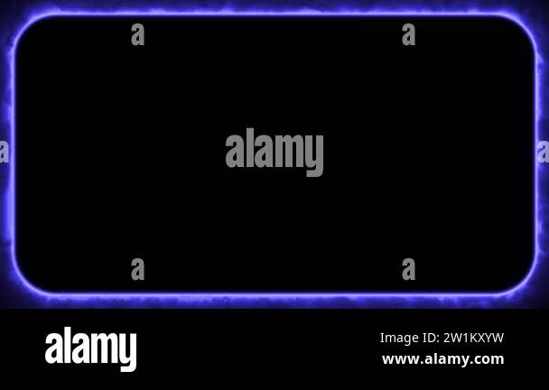 Abstract blue neon mist glowing rectangle frame. 4K rounded rectangular ...