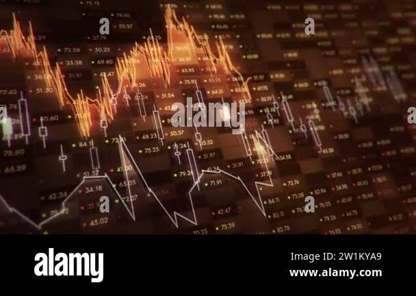 Abstract background with animation of growing charts and flowing ...