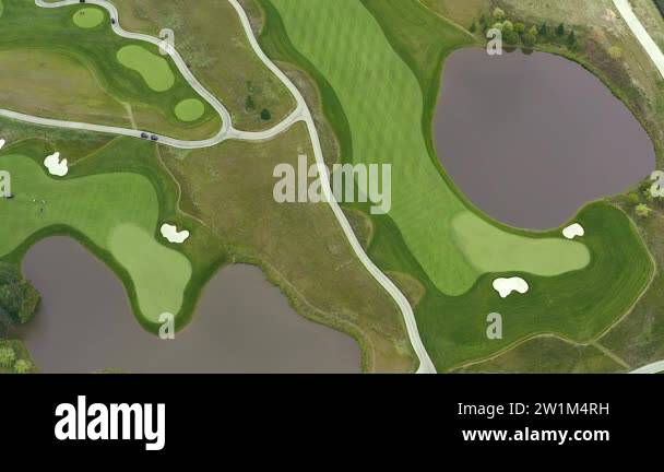Golf course from the height of a bird's flight. Aerial golf club. Drone ...