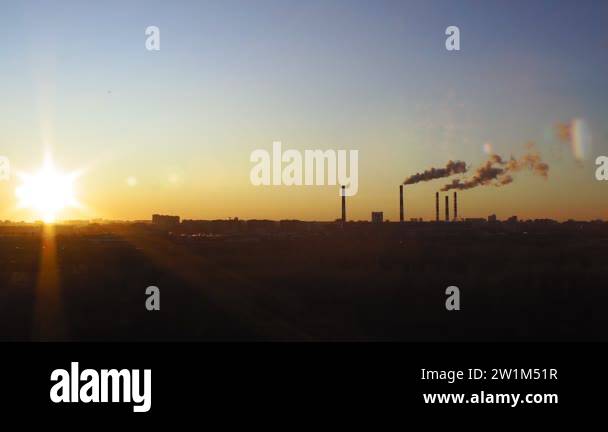 Smoke factory pollution chimney sunset dirty Stock Videos & Footage ...