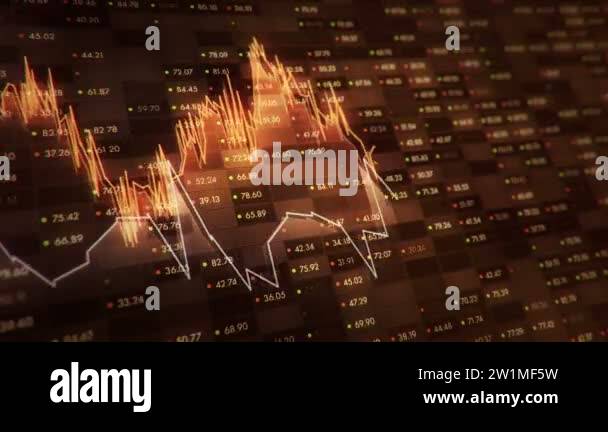 Abstract background with animation of growing charts and flowing ...