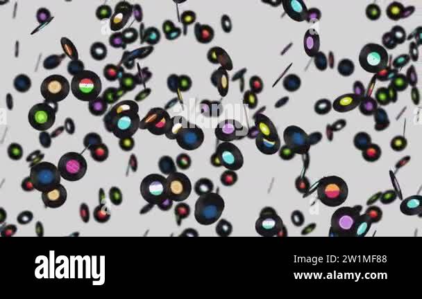 Flying many vinyl records on white background. Old technology. Retro ...