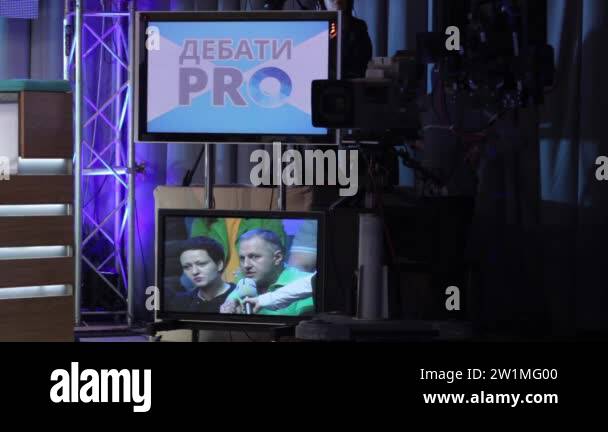 The camera in the TV studio while recording TV broadcast. Media Stock ...