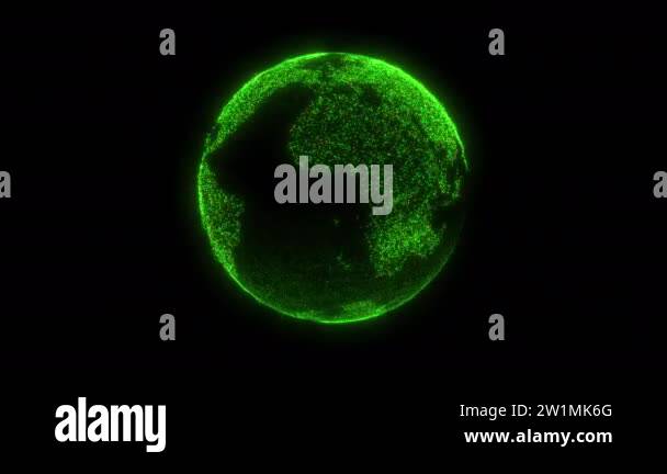 Rotating world globe from glowing particles. Digital planet Earth ...