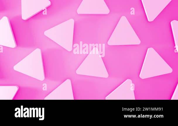 Abstract 3D pastel pink triangle rotating around. Animation shapes ...