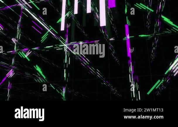 Abstract animation of 3D cyberspace matrix with strokes. Animation ...