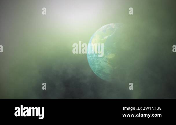 Planet earth pollution concept. World in green toxic smoke, global ...