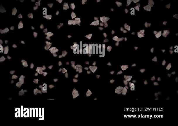 Flying many rock stone on black background. Broken splash explosion ...