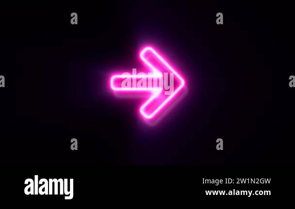 animated pink neon right arrow symbol on black background Stock Video ...