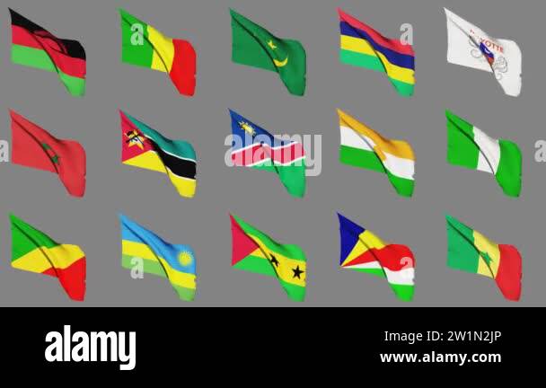 Flags of Africa part 3 of 4 Seamless Loop, Matte Channel Stock Video ...