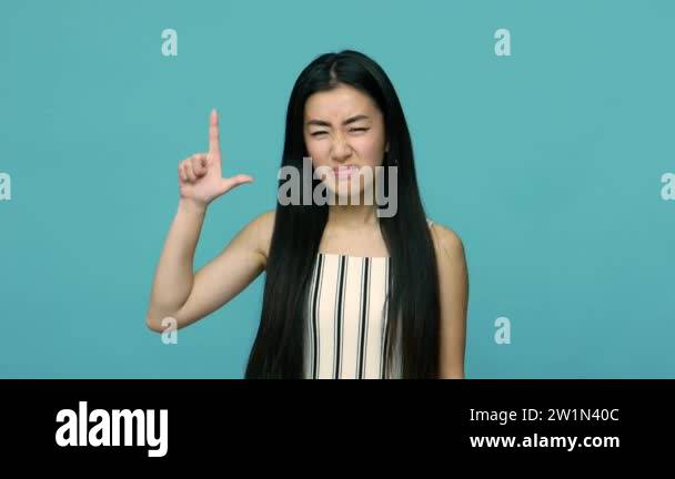 You are loser, your fault! Angry bossy asian woman with long black hair ...