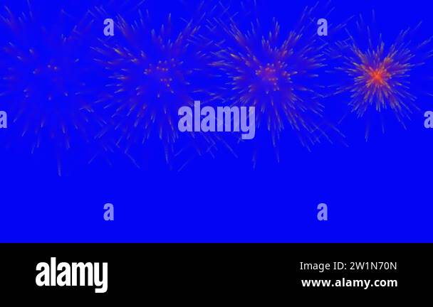 Fireworks show, blue screen chroma key, removable background, for ...