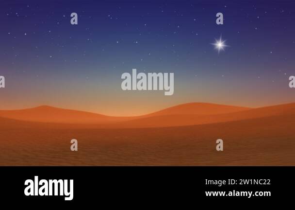 Christmas nativity scene with bright star of Bethlehem in a starry ...