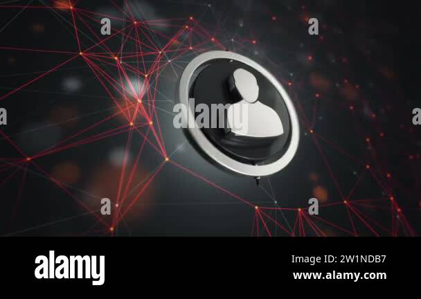 3d animation footage of person icon with rotating circle on technology ...