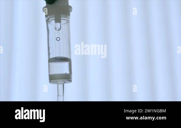 Close Shot Dropper Patient On Background Blinds Window In Ward Dripping ...