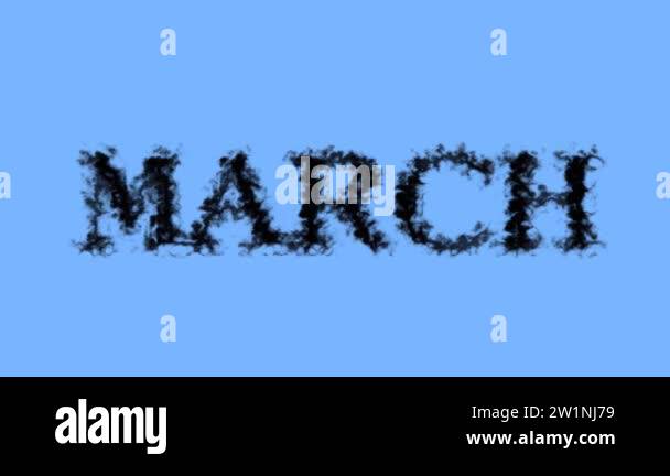 March smoke text effect sky isolated background. animated text effect ...