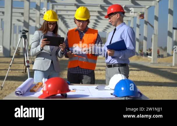 Construction Business Team at Construction Site. Business, Building ...