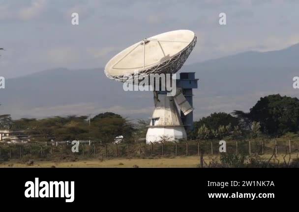 Satellite antennas for broadcasting communication signals, Parabolic antenna, Kenya, Slow motion ...
