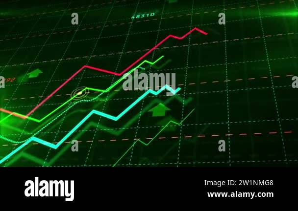 Growth up stock markets green chart 3d loop animation. Success, rising ...