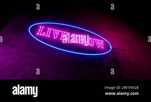 Live shows sign in neon illuminated and glowing advertising ...