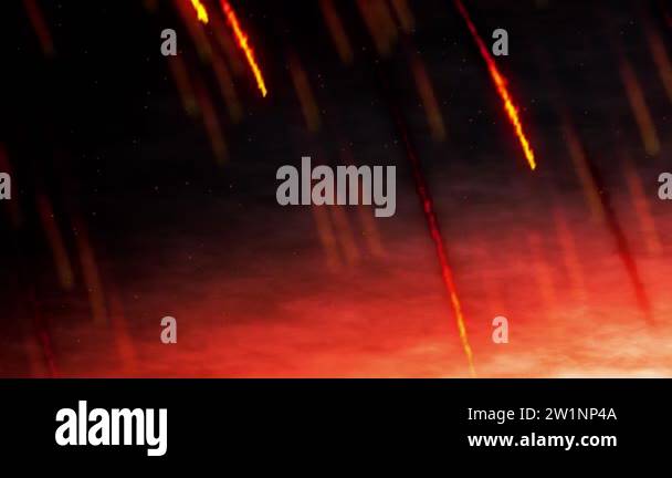 meteor storm ,Particle Rain Comet Star, fire bombing falling, Asteroid ...