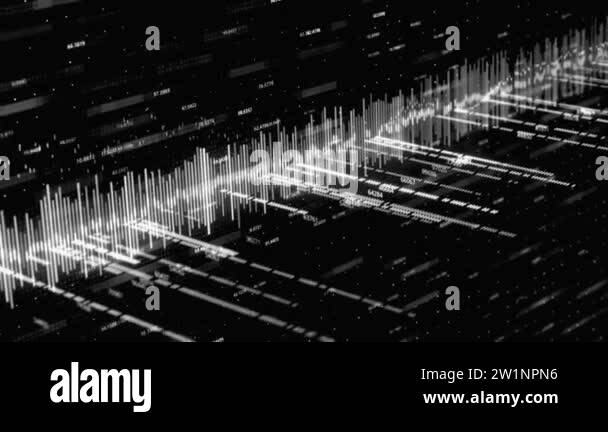 Abstract monochrome animation of stock market data and financial ...