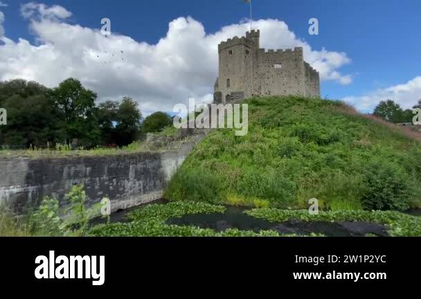 Cardiff, Wales - August 2020: Historic keep in the grounds of Cardiff ...